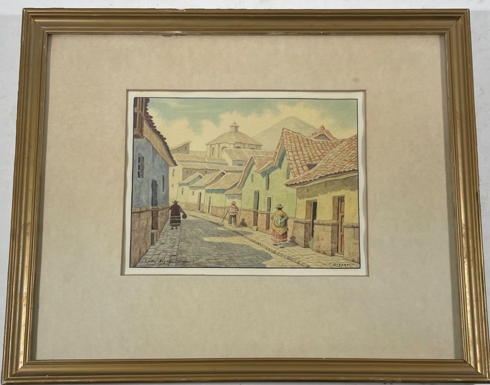 Dorf Szene Aquarell unleserlich Signiert | Kaufen auf Ricardo