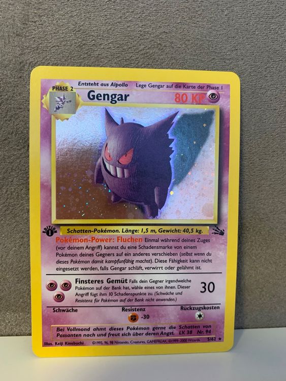5/62 *1.Edition Gengar Holo Rare DE Pokemon Fossil (Gebraucht) in Fislisbach für CHF 133 – mit ...