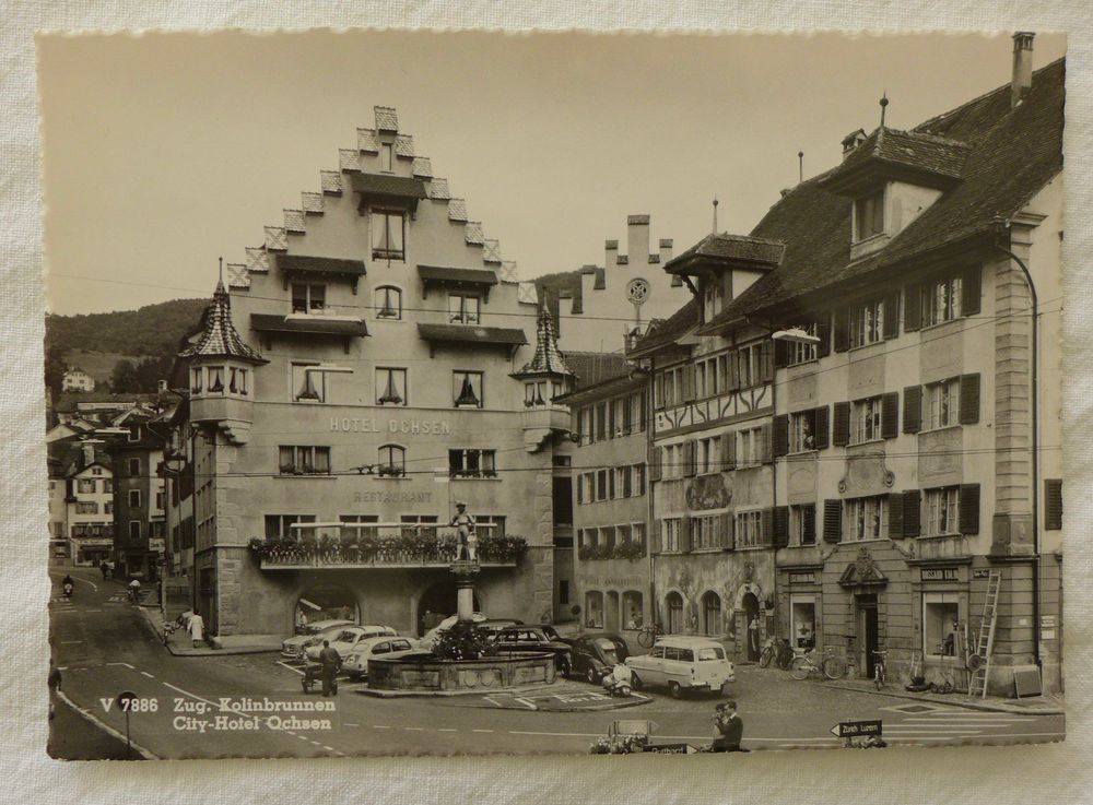 AK ZUG, KOLINBRUNNEN, City Hotel OCHSEN, Oldtimer (Gebraucht) in Wallisellen für CHF 34 – mit ...