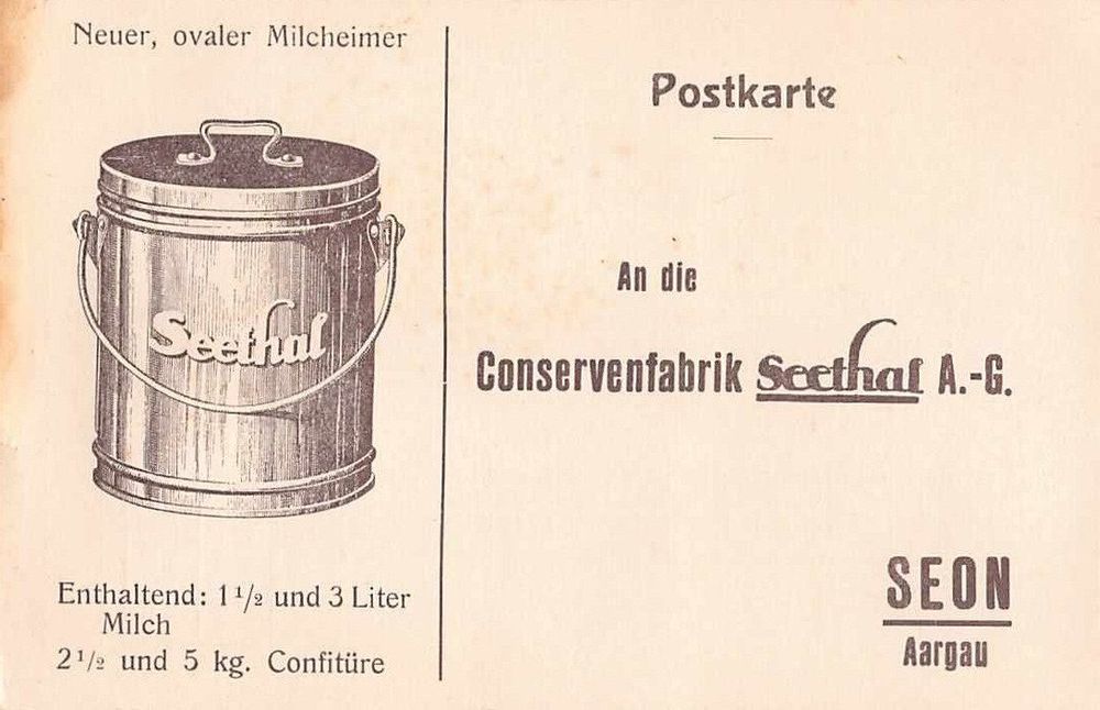 uralte WERBEKARTE von der Conservenfabrik SEETHAL, Jahr 1921 (Gebraucht) in für CHF 4.5 – mit ...