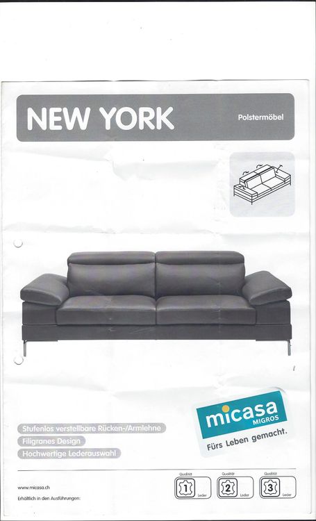 ECHTLEDERSOFA "NEW YORK" von micasa | Kaufen auf Ricardo
