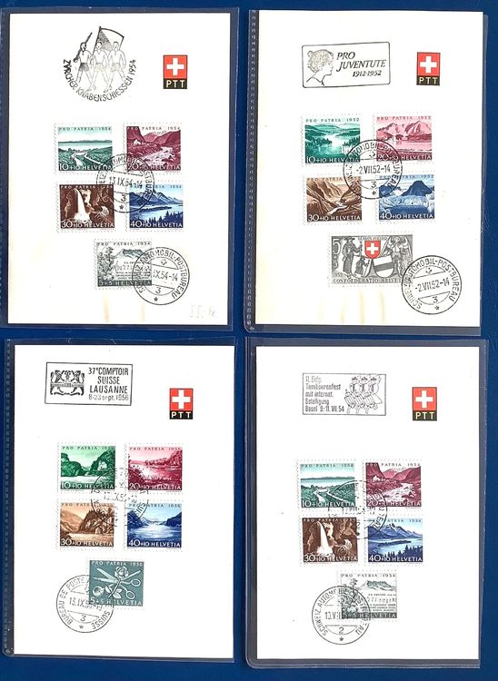 1952- 56 Pro Patria Sätze auf PTT Bögli 1952 - 2x 1954 -56 (Gebraucht) in Liestal für CHF 18 ...