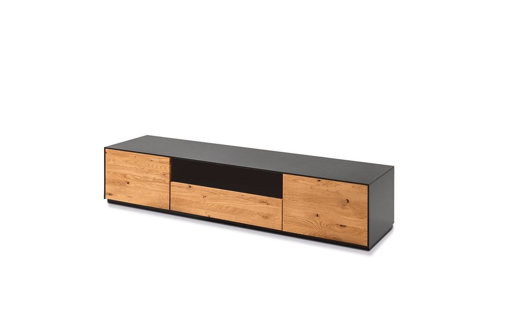 Lowboard OHIO Asteiche massiv Lack anthrazit matt 190 x 40cm (Neu und ...