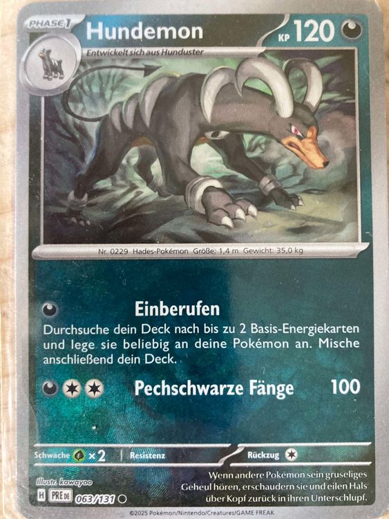 Prismatische Entwicklungen Hundemon - Pokeball Foil 63/131 (Gebraucht ...