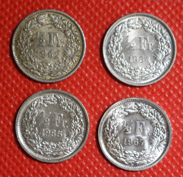 50 Rp. Lot Silbermünzen 1962, 1964, 1965, 1967 (A062) | Kaufen auf Ricardo