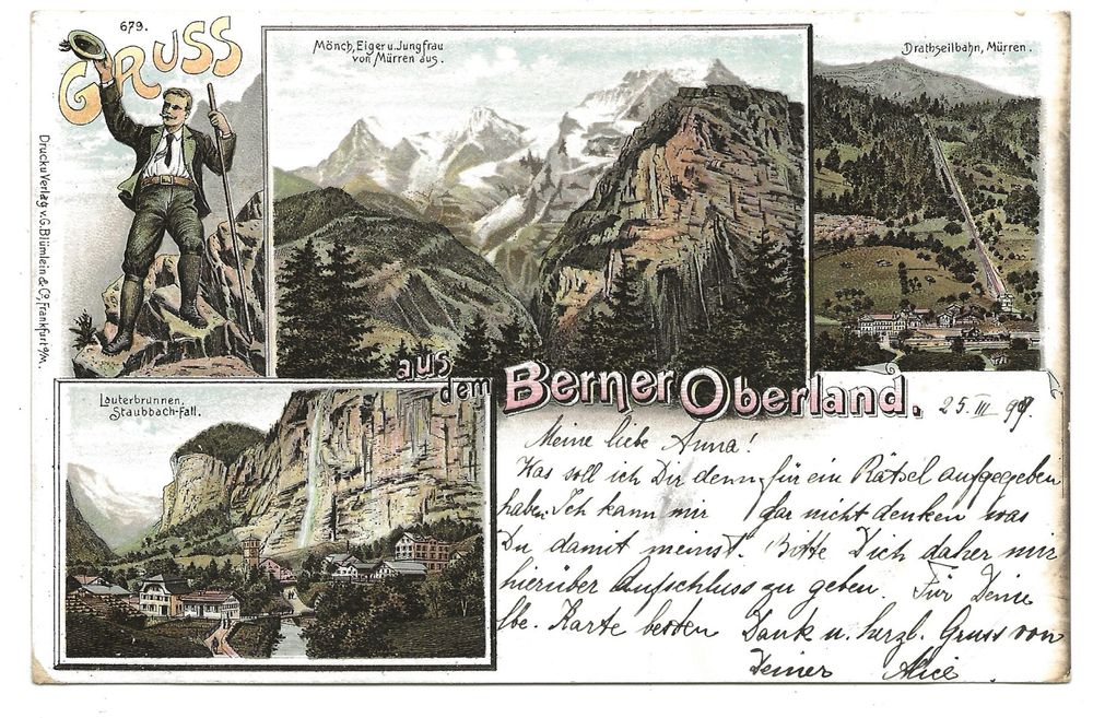 Gruss aus dem Berner Oberland BE Lauterbrunnen Mürren Litho (Gebraucht) in Engelburg für CHF 17. ...