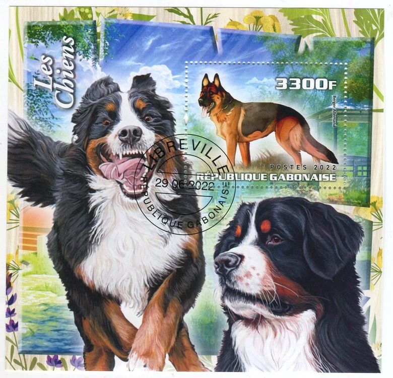 Block "Deutsche Schäferhund, Berner Sennenhund". Gabun (Neu und originalverpackt) in Basel für ...