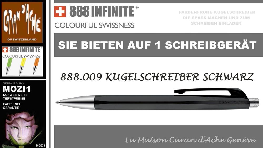 888.009 SCHWARZ * Infinite 888 Caran d'Ache Swissrid Blau M (Neu und ...