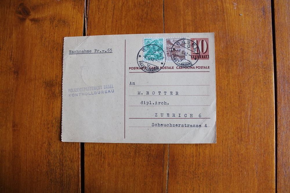 1943 PK Polizeidep. Basel, ZF m Pf. Fleck im Dach, Randlinie (Gebraucht ...