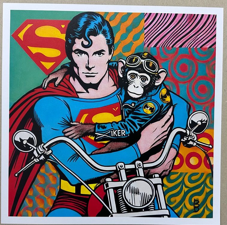 Bit Dancer: Superman Biker Monkey, POP Art, signiert UNIKAT (Neu ...