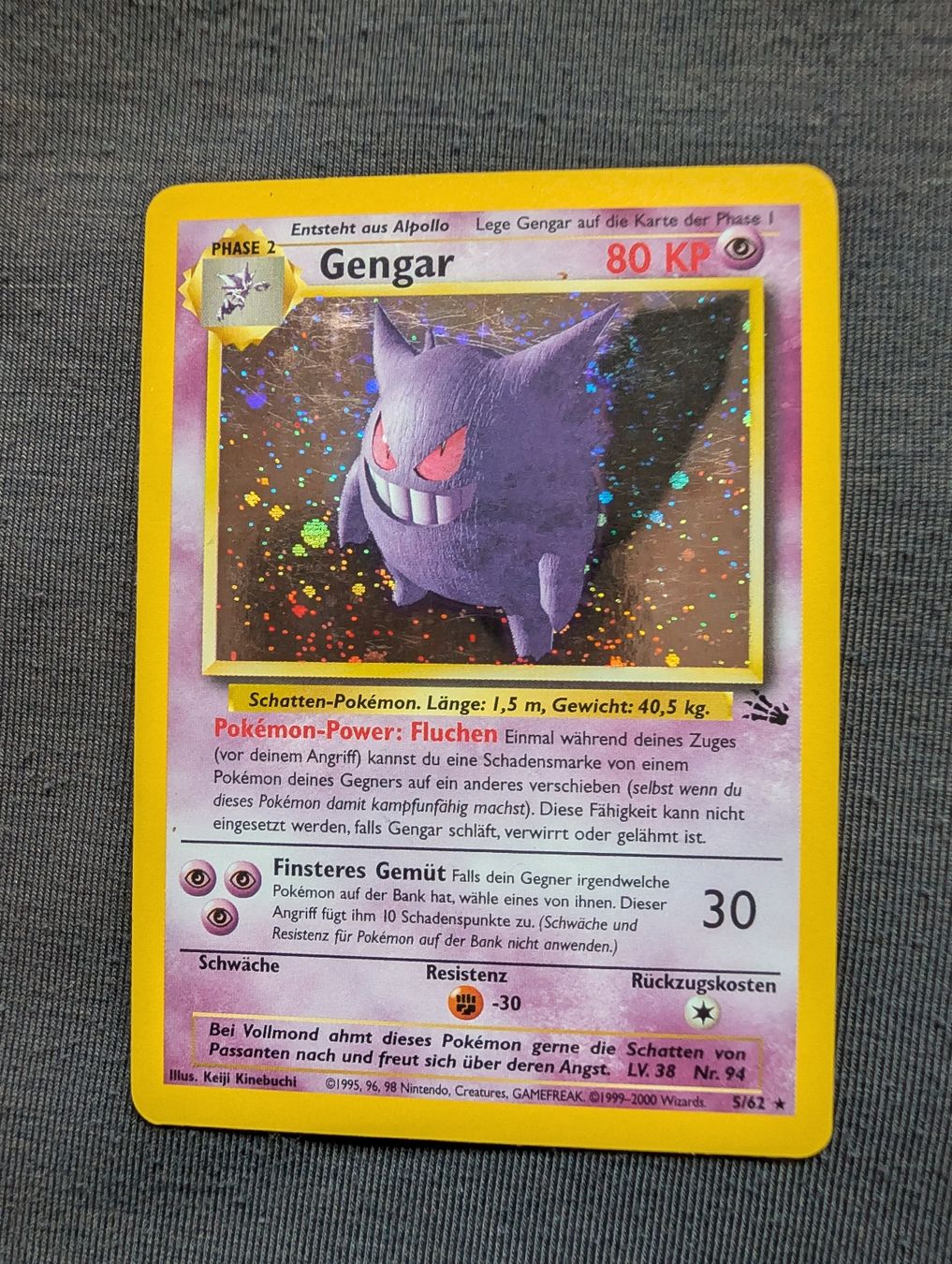 Pokémon Karte Gengar Holo - Fossil Deutsch - Rare 5/62 (Gebraucht) in ...