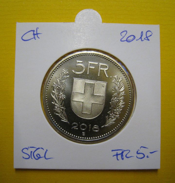 Schweiz - 5 Franken 2018, stgl (Neu (gemäss Beschreibung)) in Alpnach-Dorf für CHF 8 – mit ...