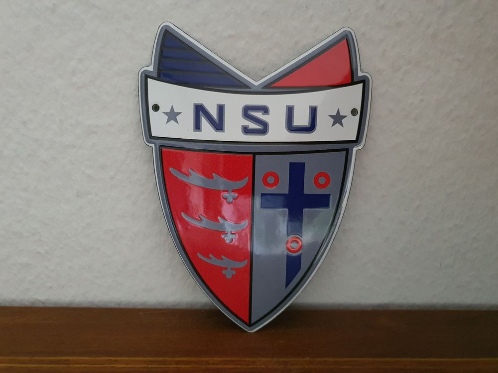 Emailschild NSU Motorrad Logo Emaille Schild Reklame Retro (Neu (gemäss ...