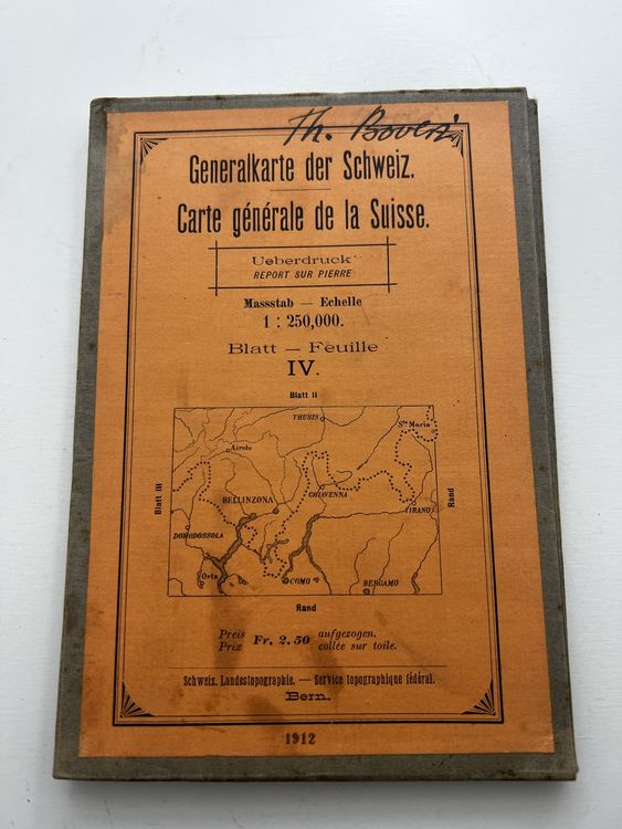 Antike Landkarte Tessin 1912 signiert Th Boveri | Kaufen auf Ricardo