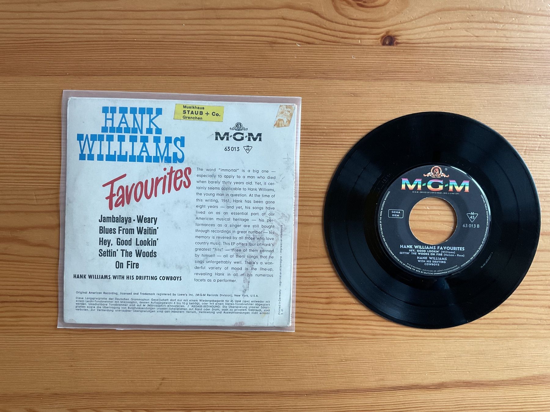 Single 7’’ - Hank Williams / Favourites (D'occasion) à Ocourt pour CHF ...