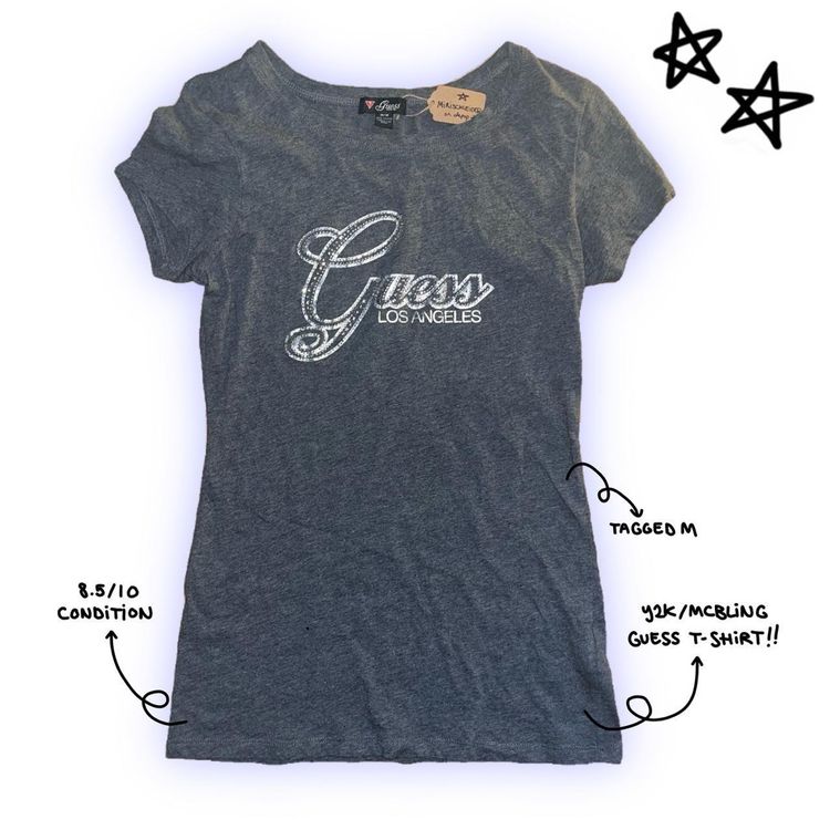 y2k mcbling guess shirt with rhinestones & logo (size m) | Kaufen auf ...