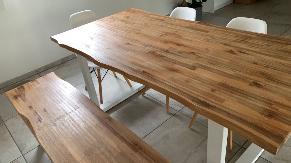 Eichentisch mit Baumkante inkl. Sitzbank | Kaufen auf Ricardo