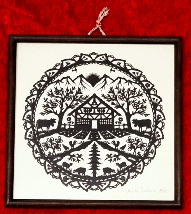 Scherenschnitt von Heidi Widmer. Signiert & datiert 1983 | Kaufen auf Ricardo