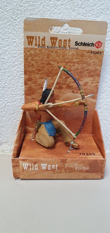Schleich Wild West Figur Nr. 70305 Sioux Bogenschütze kniend (Neu (gemäss Beschreibung)) in Birr ...