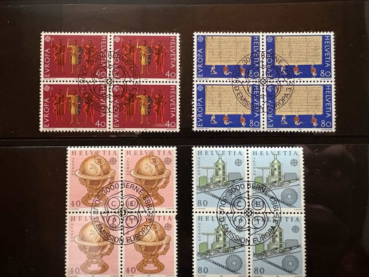 4er Blöcke Helvetia Europamarken 1964 bis 1989 gest u. unge (Gebraucht ...