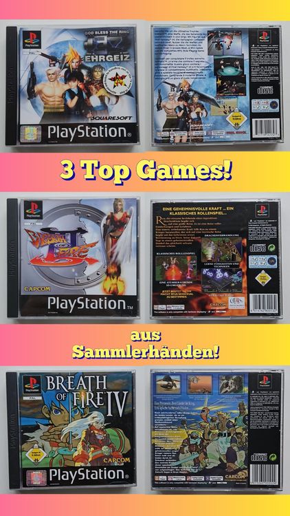 PS1 J RPG Set: 3 Games, Ehrgeiz (Final Fantasy), Breath of F (Gebraucht ...