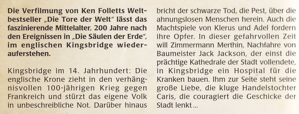 Ken Follett: Die Säulen der Erde & Tore der Welt,DVDs (Gebraucht) in ...