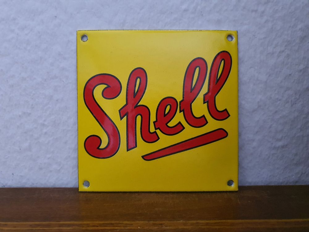Emailschild Shell Logo Tankstelle Oil Emaille Schild Reklame | Kaufen ...