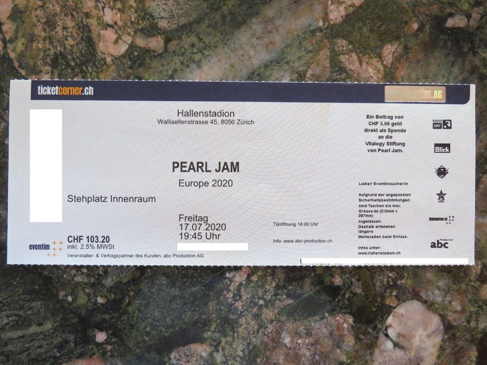 PEARL JAM Ticket Stehplatz (Neu (gemäss Beschreibung)) in Killwangen ...