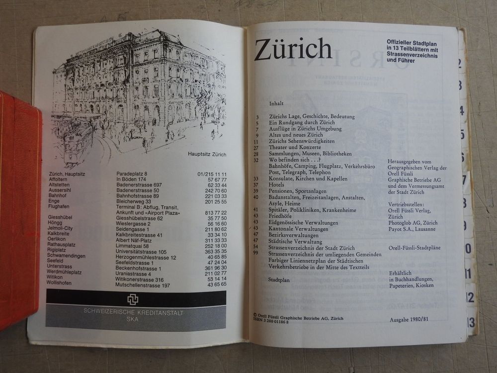 Stadtplan Zürich mit Stadtführer, 1980 (Gebraucht) in Uznach für CHF 7 – mit Lieferung auf ...