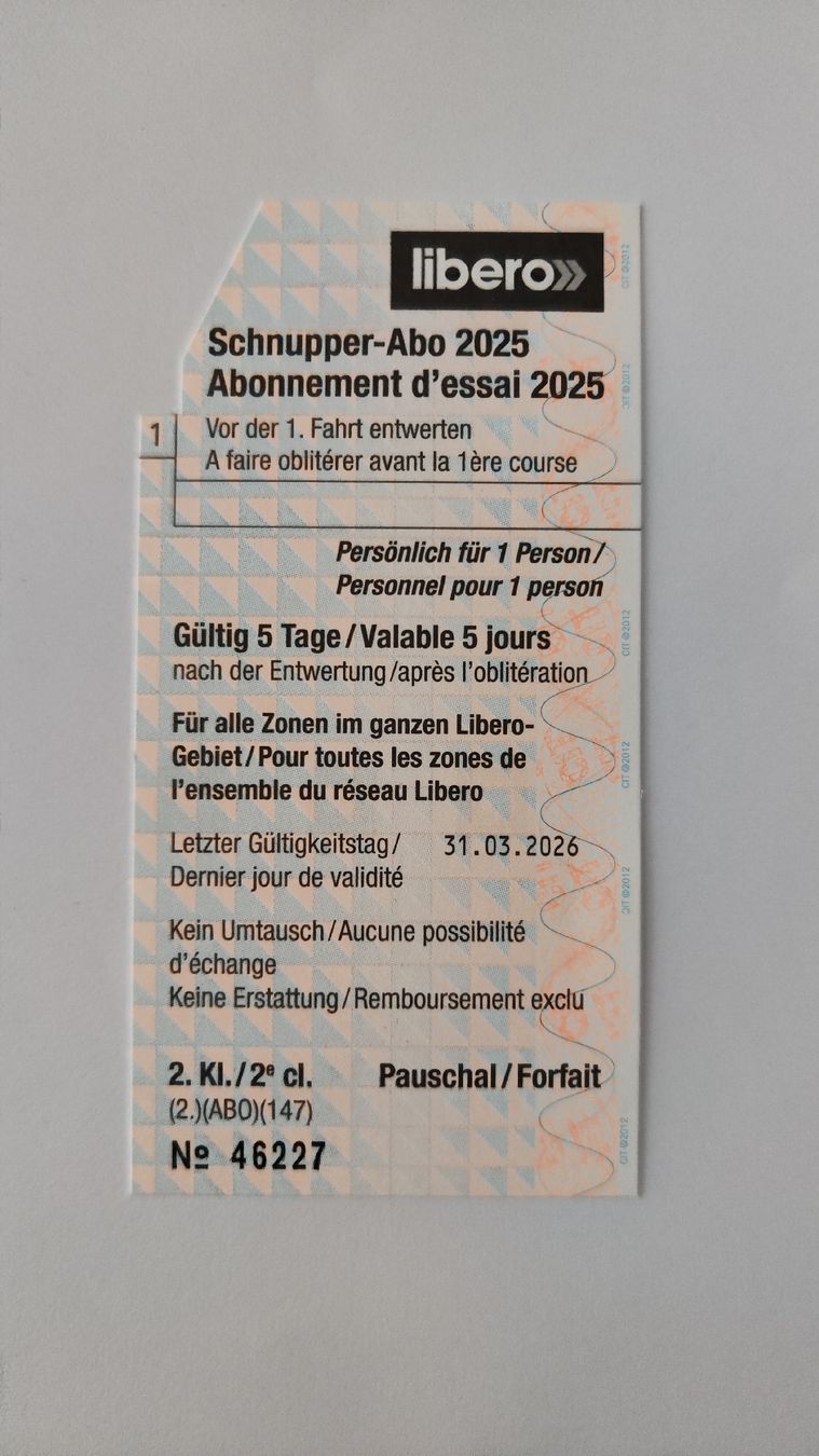 Libero Schnupperabo 2025/26 (Neu (gemäss Beschreibung)) in Zuchwil für ...