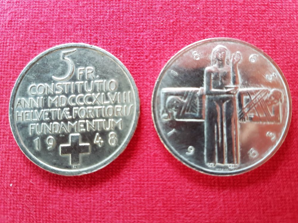 2 x 5 Franken Silber Gedenkmünzen 1948-1963 ab nur 1 Fr !!! | Kaufen auf Ricardo