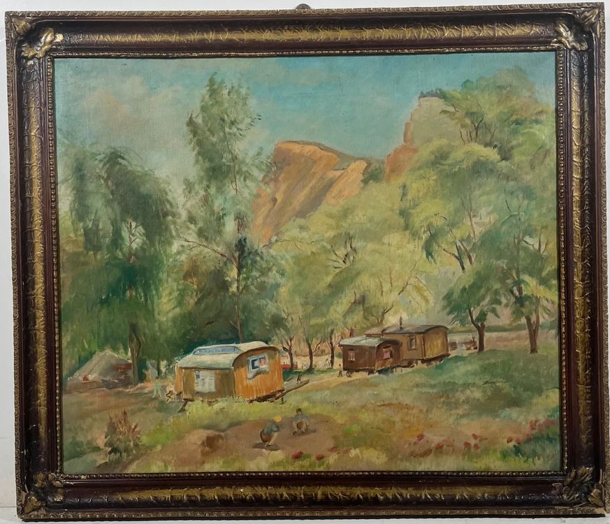 30.er Jahre Gemälde Kamping Szene, Unleserlich Signiert (Gebraucht) in Root für CHF 5 – mit ...