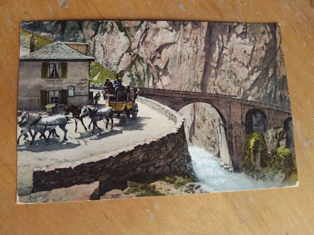 Alte PK / Gotthard Strecke mit Postkutsche / gelaufen 1909 (Gebraucht) in Brugg AG für CHF 15 ...