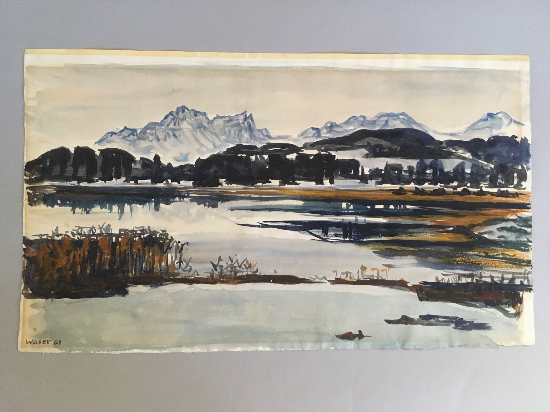 🟡WASER Aquarell datiert & signiert 1961 60er Jahre VINTAGE (Gebraucht ...