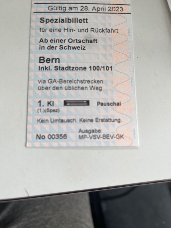 28.04.: SBB-Ticket nach Bern 1. Klasse retour | Kaufen auf Ricardo