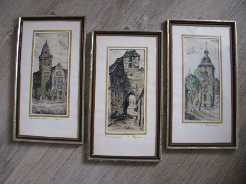 3x Antik Zeichnungen - 3 dessins anciens | Kaufen auf Ricardo