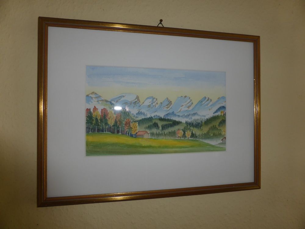 Aquarell Churfirsten Toggenburg, gerahmt | Kaufen auf Ricardo