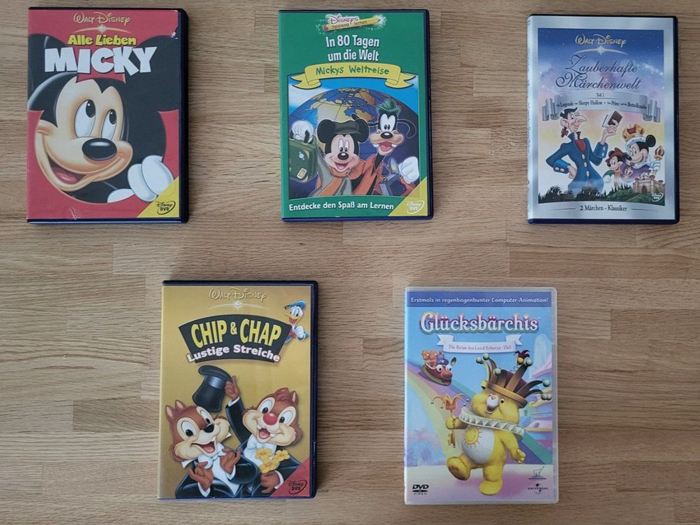 5 DVDs für Kinder: Micky Maus, Chip & Chap, Glücksbärchis... (Gebraucht ...