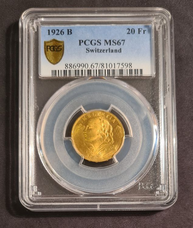 Goldvreneli: 20 Franken 1926 - PCGS MS67 - äusserst selten (Gebraucht) in Basel für CHF 1499 ...