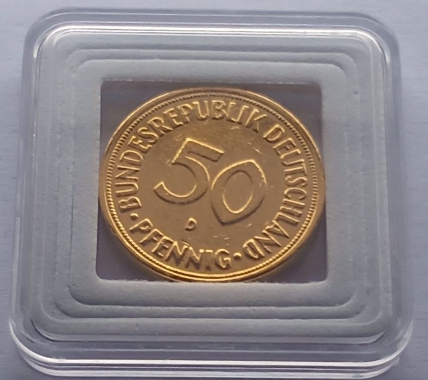 DEUTSCHLAND - 50 PFENNIG 1950 (D) - VERGOLDET IN MUENZKAPSEL (Gebraucht) in Tobel für CHF 4.5 ...