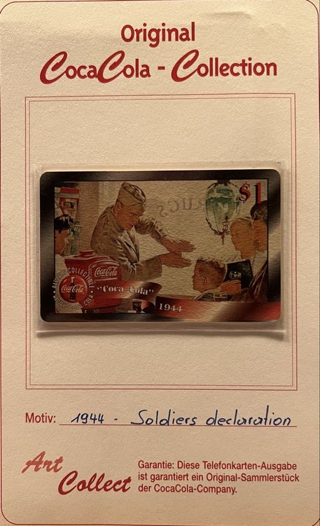 Carte téléphonique Coca Cola 1944 Soldiers declaration (Neu und ...