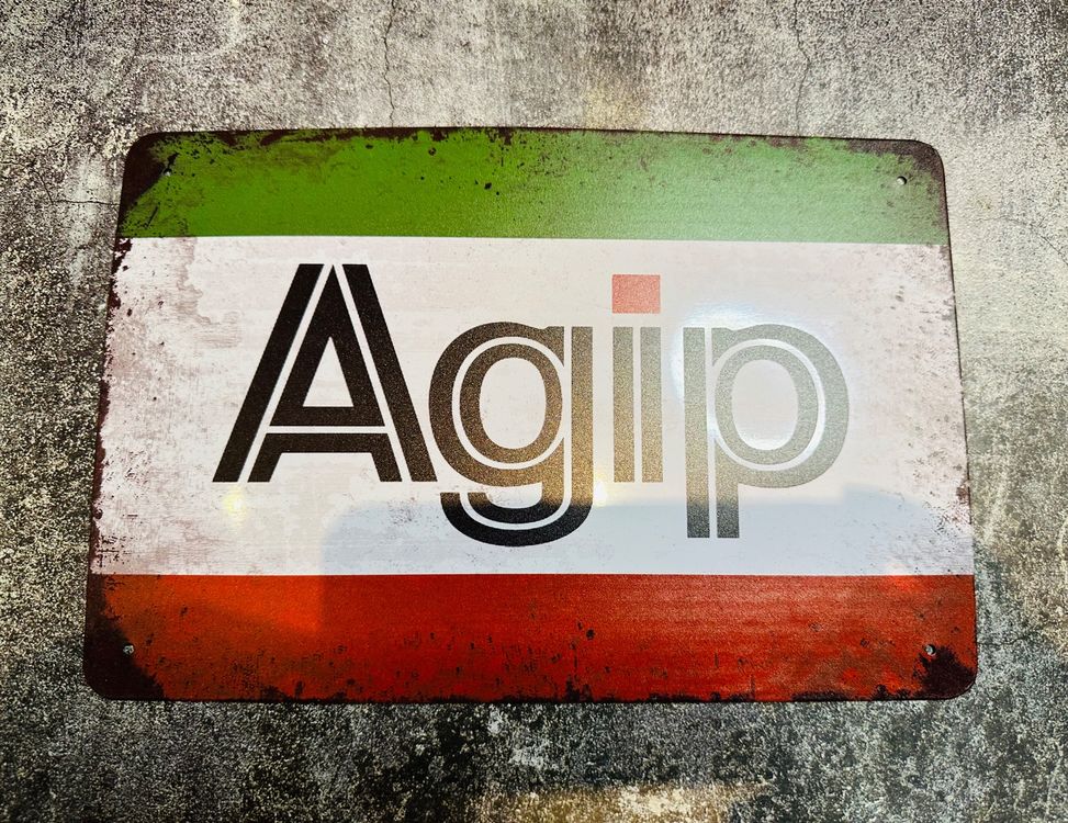 Agip Werbeschild Vintage Blechschild Metallschild 20x30 cm (Neu und ...
