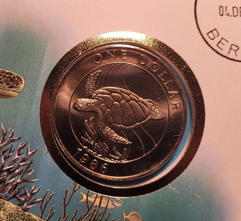 WWF Green Turtle 1 Dollar 1986 im Münzbrief 1986 Bermudas | Kaufen auf ...
