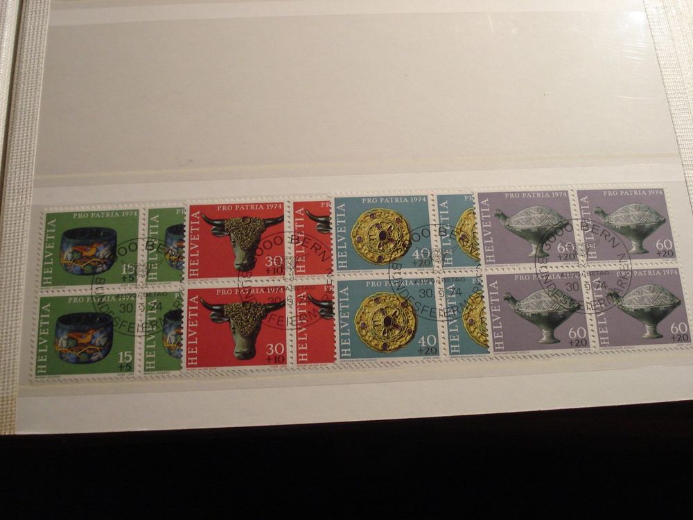Pro Patria Satz 1974, 4erblock, ET-Stempel, mit Gummi (Gebraucht) in Niederwil AG für CHF 1 ...