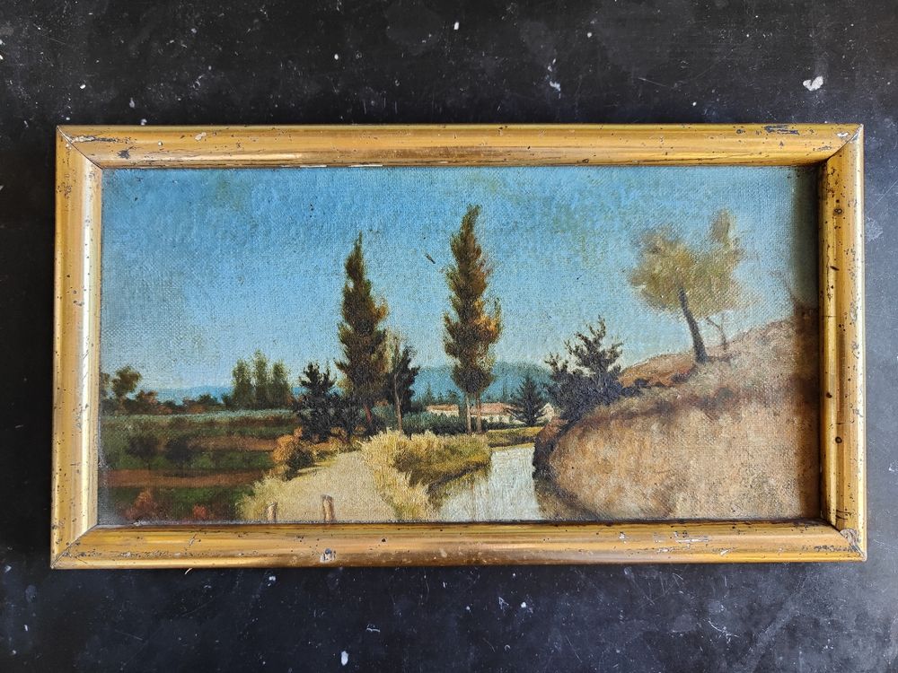 joli petit tableau ancien XIX° signé paysage 19° siècle HST (Gebraucht) in Tramelan für CHF 80 ...