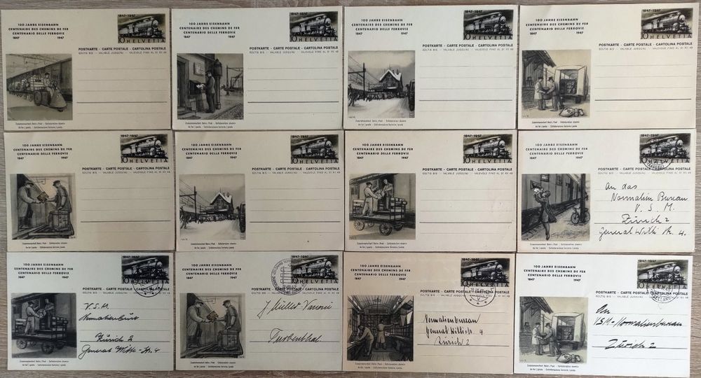 LOT 1947/49 BILD-PK 100J. Eisenbahn + Eidg. Post */o ab 1.- (Gebraucht) in Zürich für CHF 8 ...