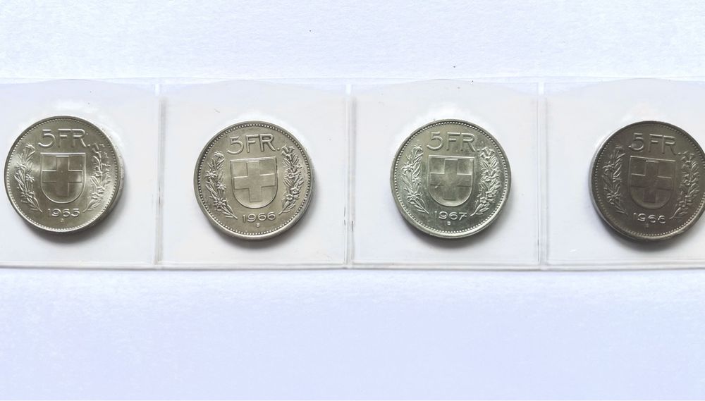 Sehr schöne 4 x 5 Franken Münzen 1965/66/67/68 (Gebraucht) in Muotathal für CHF 30 – mit ...