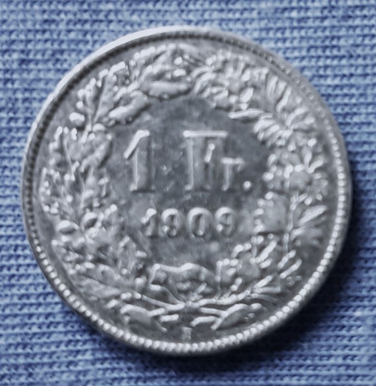1 Franken 1909 uralte sehr rare Silbermünze ab nur 1 Fr !!! (Gebraucht) in Camignolo für CHF 3 ...