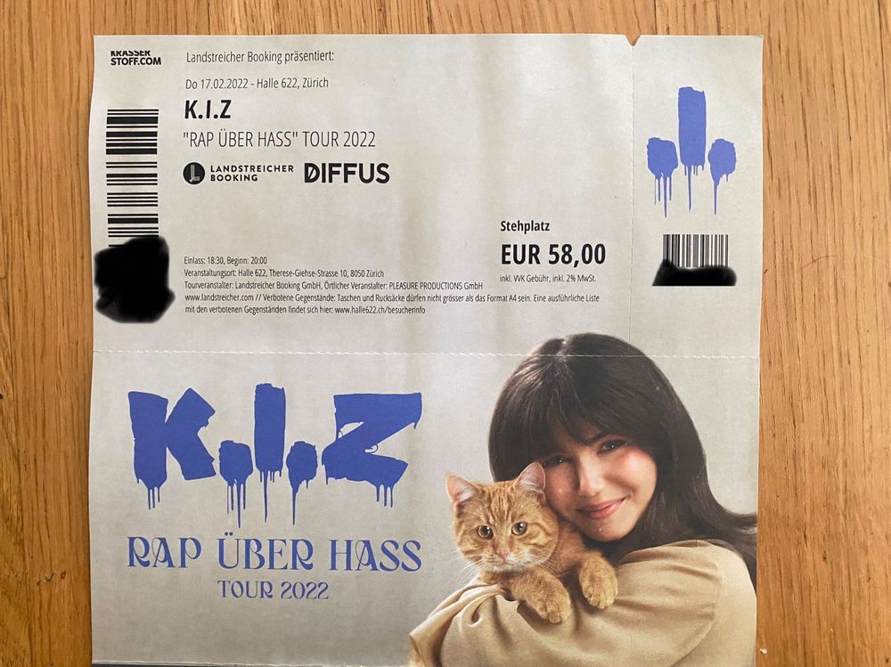 Ticket K.I.Z in Zürich am 08.09.22 | Kaufen auf Ricardo