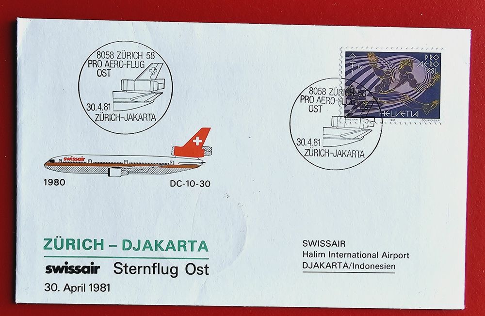 PRO AERO FLUGPOST SWISSAIR ZÜRICH DJAKARTA INDONESIEN 1981 (Neu (gemäss Beschreibung)) in ...